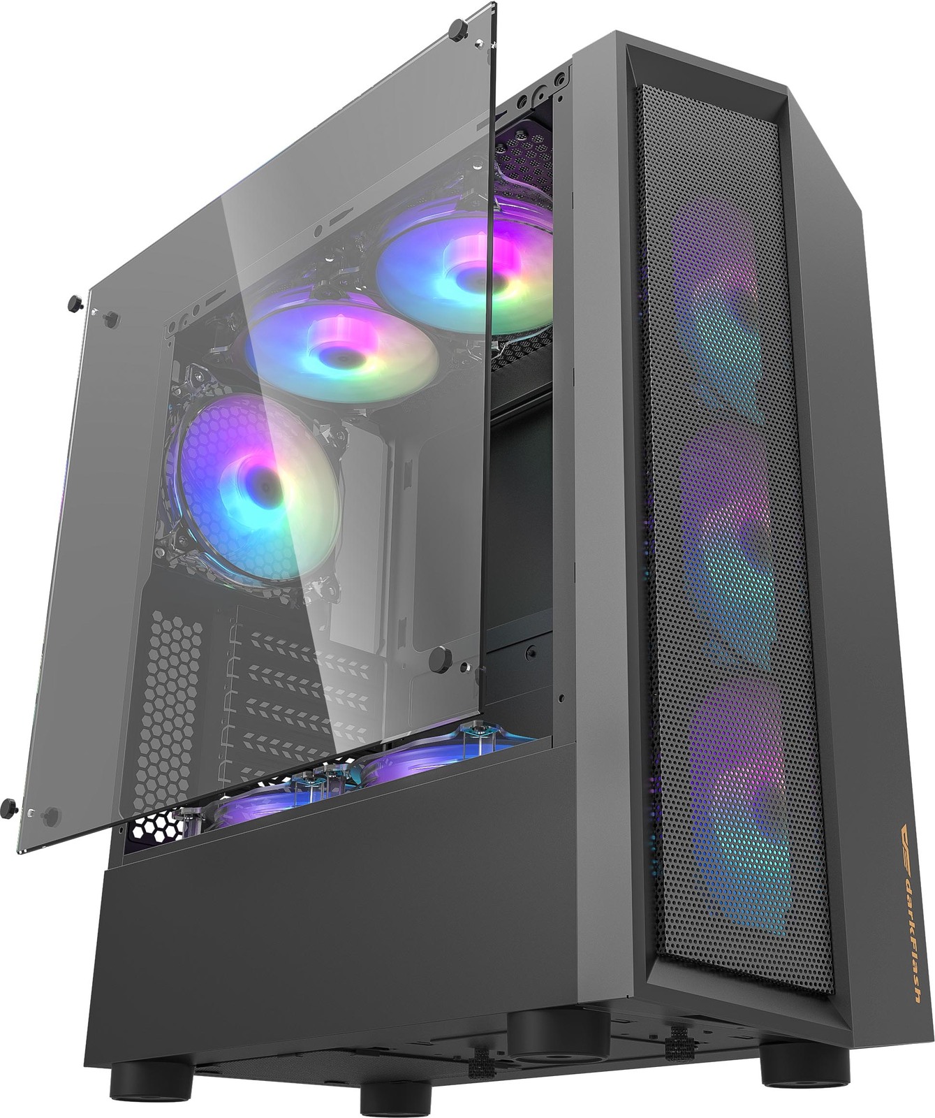PC CASE darkFlash Melody gaming chassis hexagon& iron mesh crafts ...