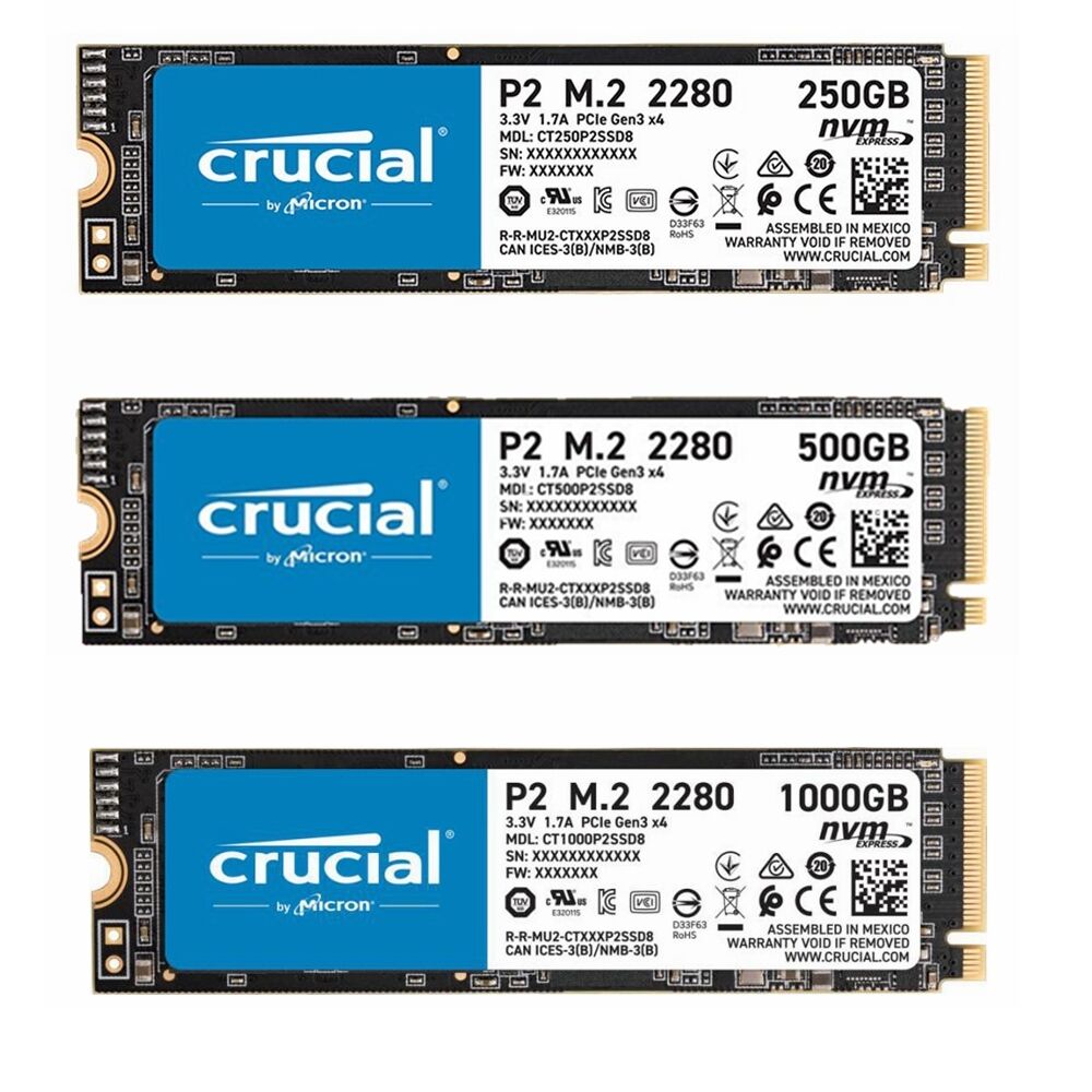 SSD M.2 250GB 500GB 1000GB Crucial P2 NVMe M.2 PCIe 3D NAND SSD