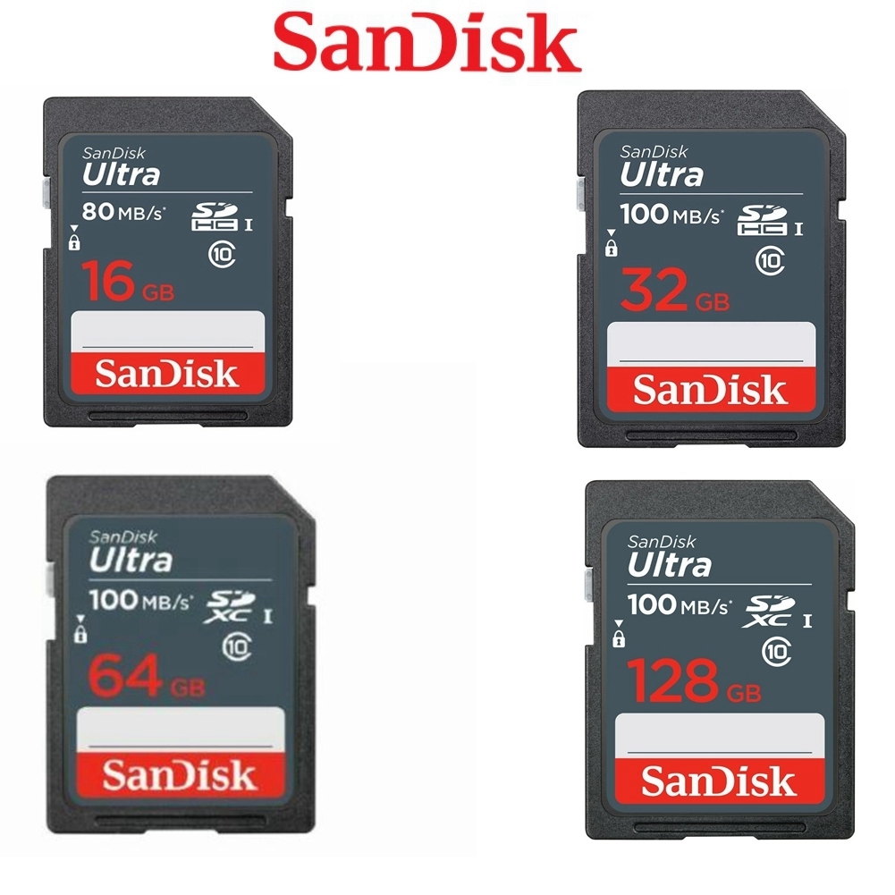 SanDisk 32GB 64GB 128GB 256GB SD Card SDHC Ultra Class 10 DSLR Video ...