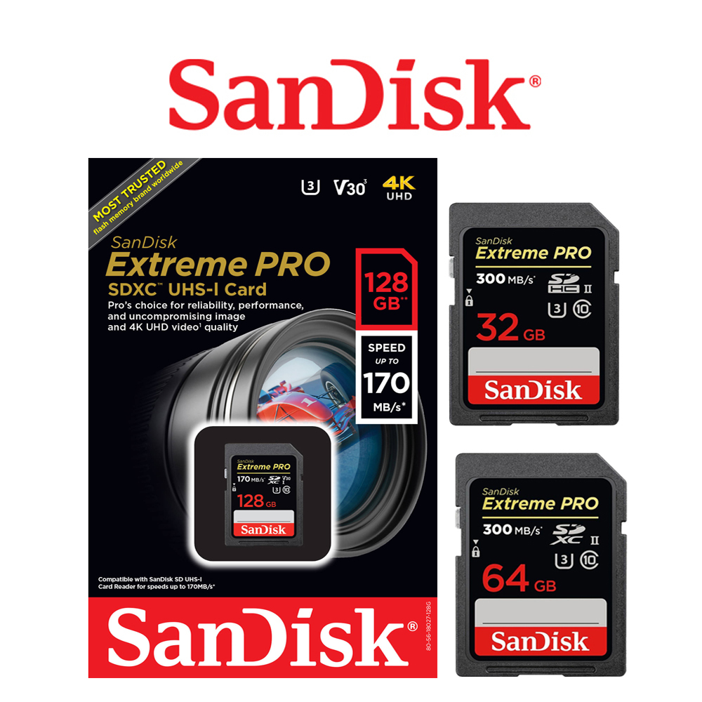 SanDisk Extreme Pro SD Card SDXC UHS-II Camera DSLR Memory Card 4K U3 ...